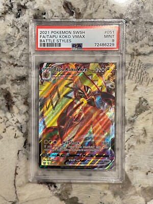 Pokemon Battle Styles Tapu Koko VMAX Full Art #051 PSA 9 *229 | eBay