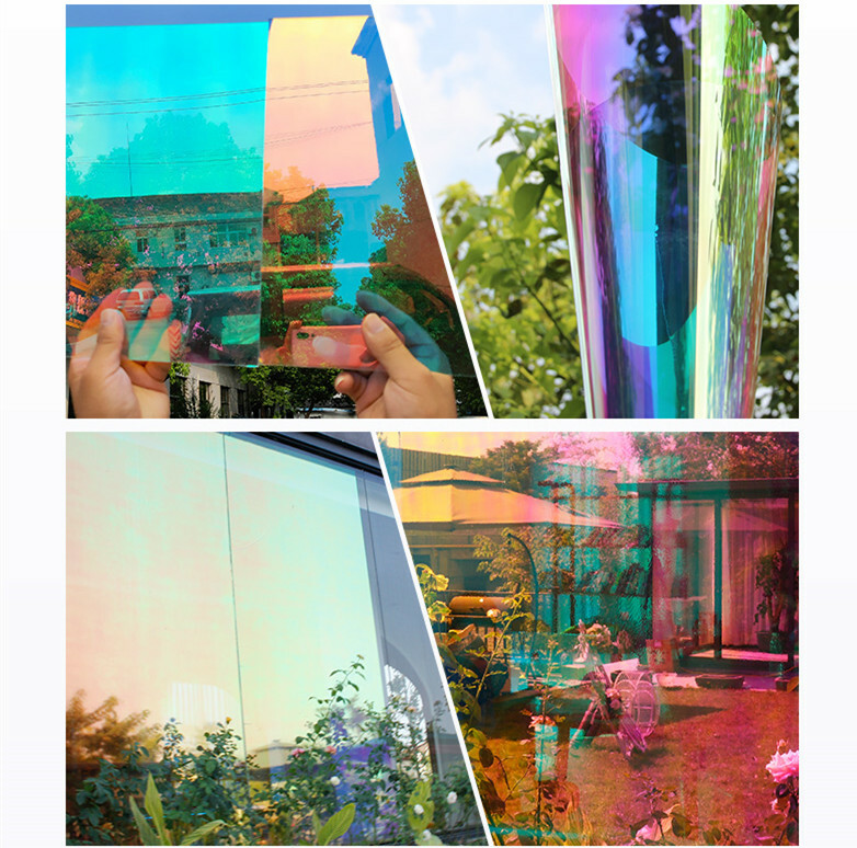 Dichroic Rainbow Window Film Transparent Two-way Sticker for Festival ...