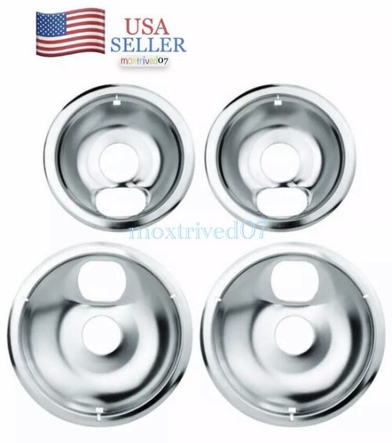 Universal Fits Most Range Stove Chrome Drip Pans Burner Bowls Set 2/ 6 ...