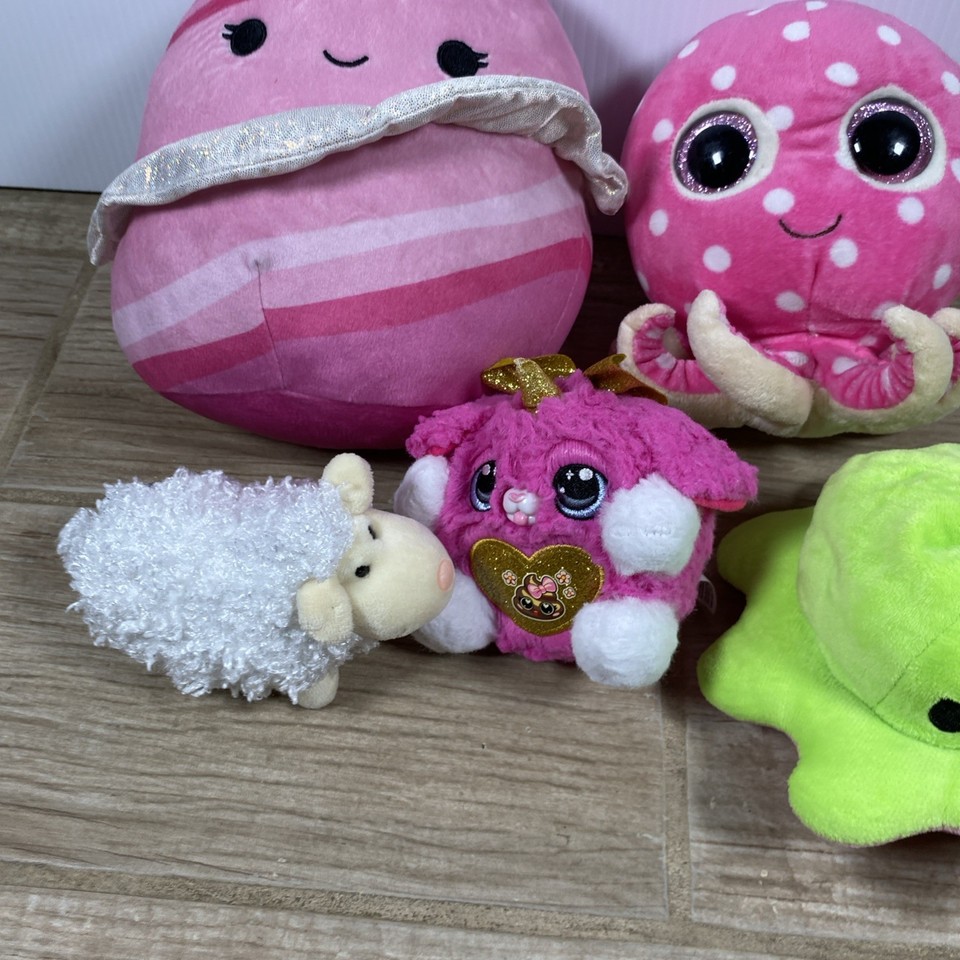 Lot of 5 Small Plush Pink Themed Stuffed Animals Squishmallow Clam ...
