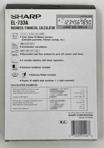 Sharp EL-733A Financial Calculator for sale online | eBay