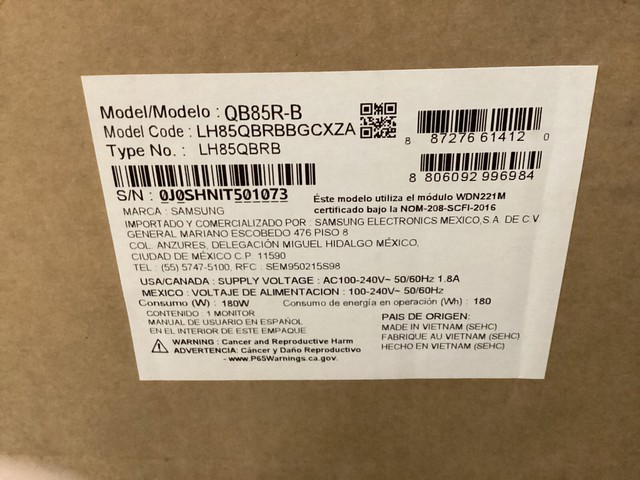 QB85R-B Samsung 85" Class 4K UHD Smart Commercial LED Display (QB85RB ...