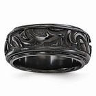 Edward Mirell® 12mm Black Titanium Ring Domed Ridged Sizes 8-13 1/2 ...