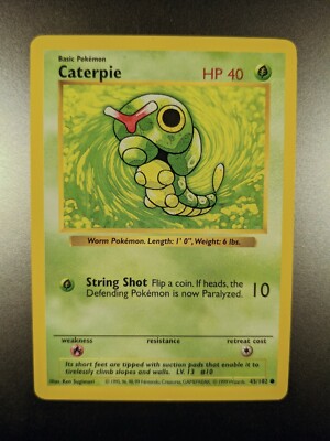 Shadowless Caterpie 45/102 Pokemon TCG Base Set 1999 - NM | eBay