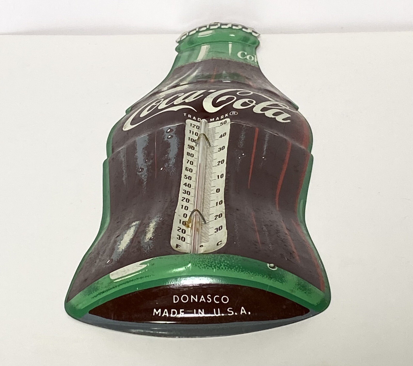 VTG Donasco Coca Cola Tin Embossed Thermometer Sign Coke Bottle Made In ...