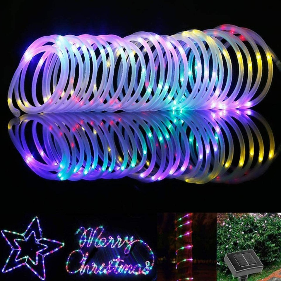 Solar String Lights Outdoor Rope Lights 100 LED For Garden Fence Yard ...