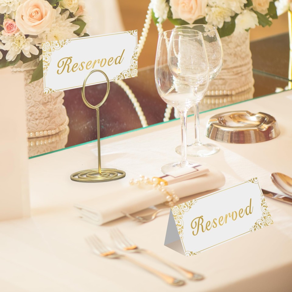 18 Pack Gold Reserved Table Signs for Wedding Party Restaurant - Double ...