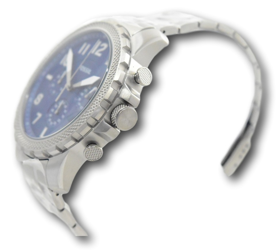 Fossil Bowman Men's 46mm Blue Dial Silver Stainless Chronograph Watch ...