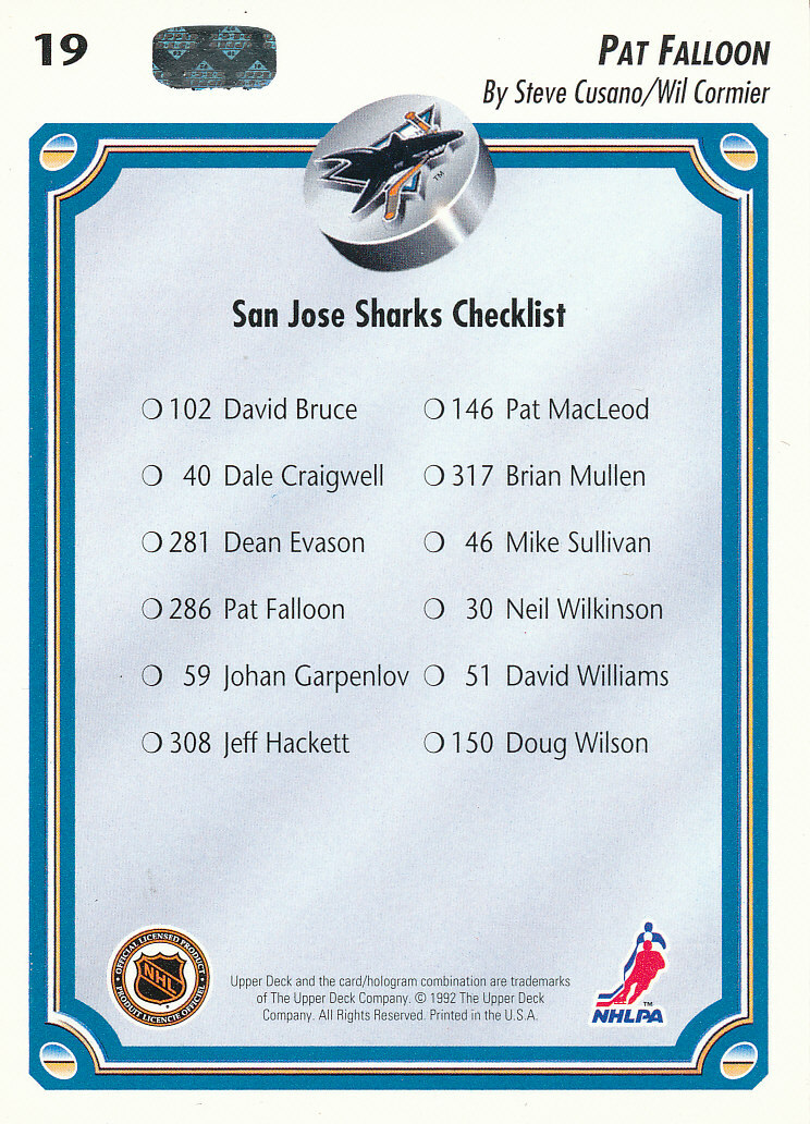 1992-93 Upper Deck - #19 Pat Falloon for sale online | eBay