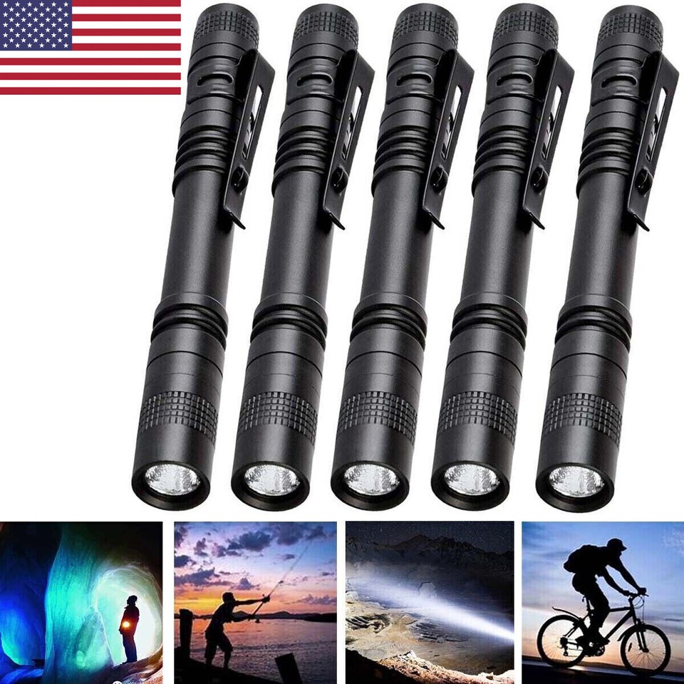 1/ 20 x LED Flashlight Clip Mini Light Penlight Pocket Portable Pen ...