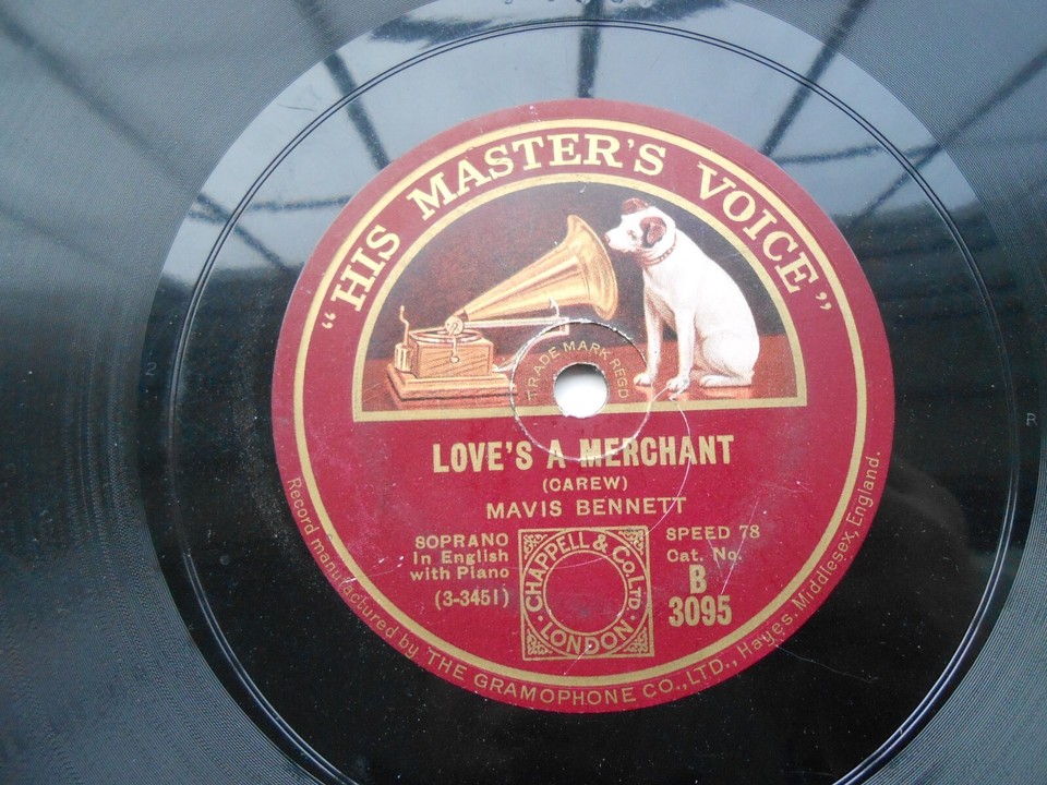 Mavis Bennett 10" Mifanwy / Love's a Merchant HMV B3095 78rpm Shellac ...