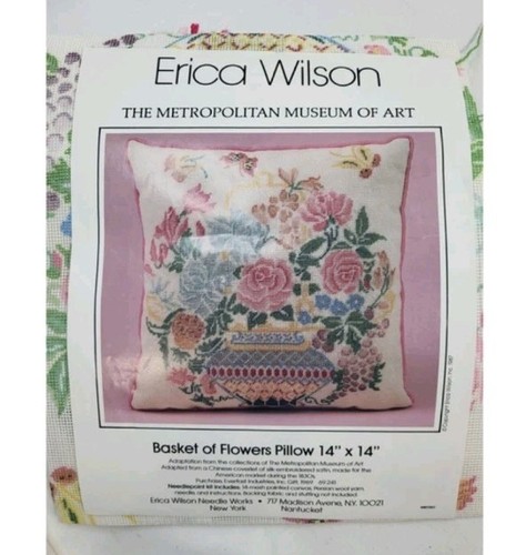 Erica Wilson BASKET Of Flowers Needlepoint Pillow Kit | eBay