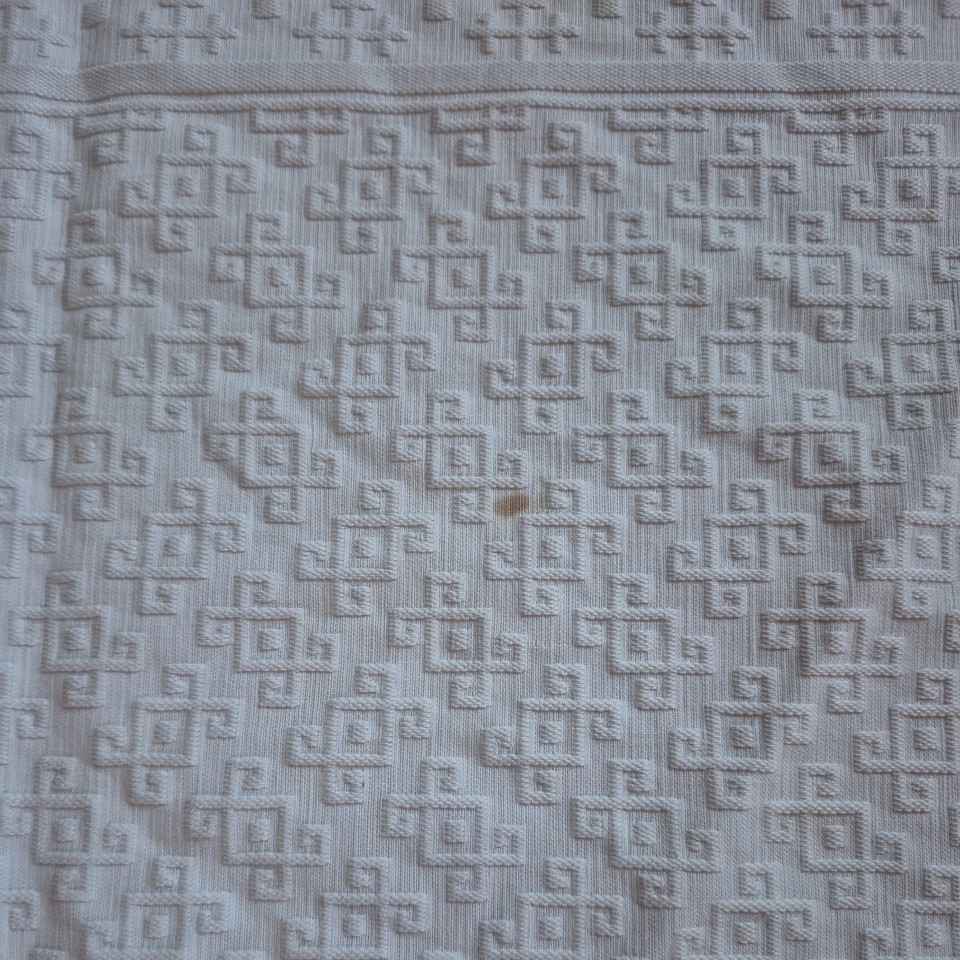 Vintage White Cotton Damask Tablecloth Tulip Floral 176x228cm Heavy ...