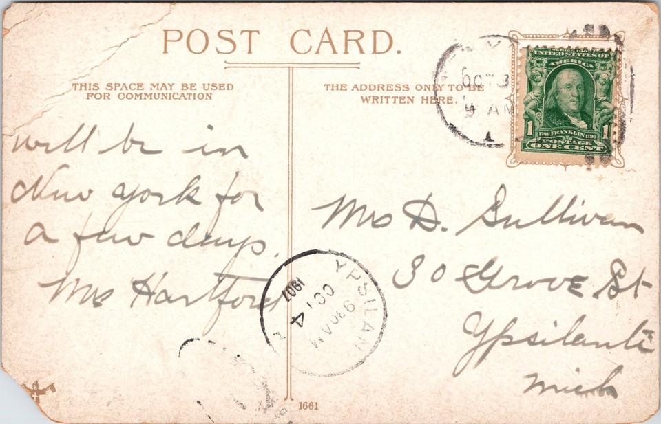 C.1907 New York City NY Bowery & Elevated Road Trolley Street View ...