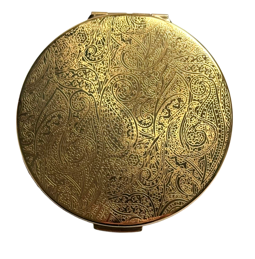 Vintage STRATTON England GOLD Compact ETCHED Chased TEXTURED Paisley | eBay