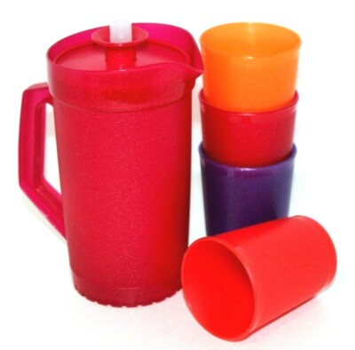 Tupperware Kids Play Set Mini Push-Button Pitcher Tumblers Sparkle ...