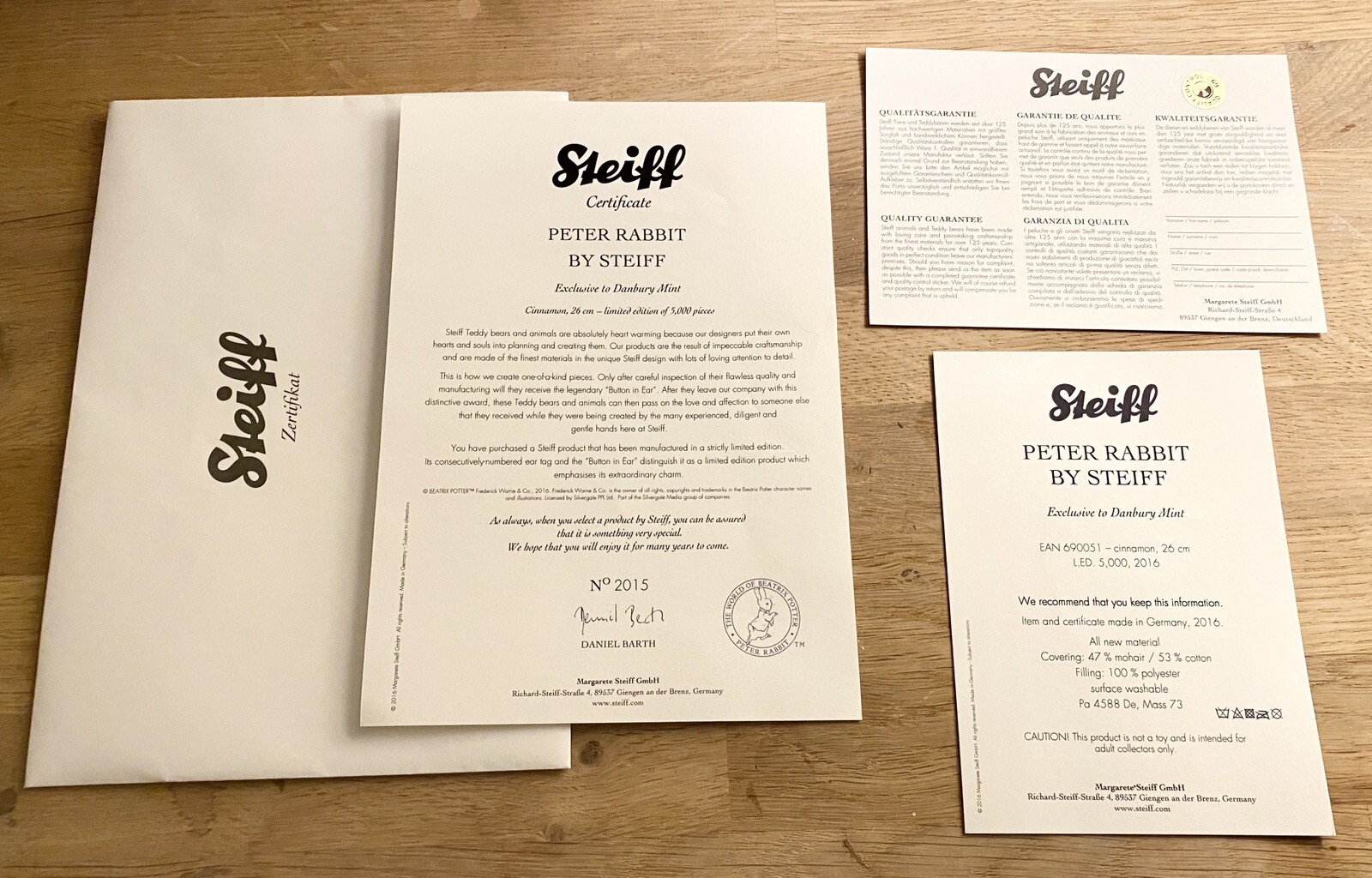 RARE STEIFF LIMITED EDITION PETER RABBIT BEATRIX POTTER CELEBRATING 150 ...