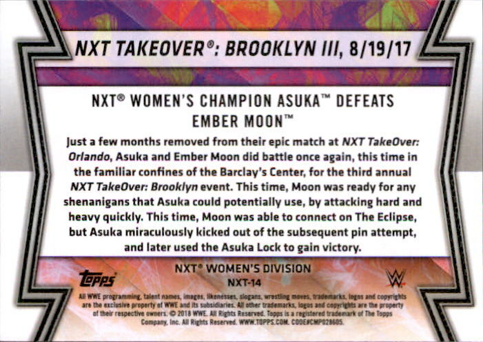 Asuka 2018 Topps WWE Women's Division Memorable Matches Card #NXT-14 | eBay