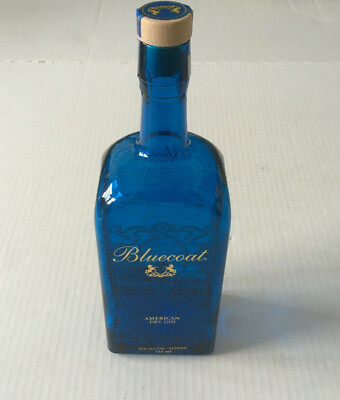 Empty glass Bluecoat gin bottle blue bottle embossed sides bar decor | eBay