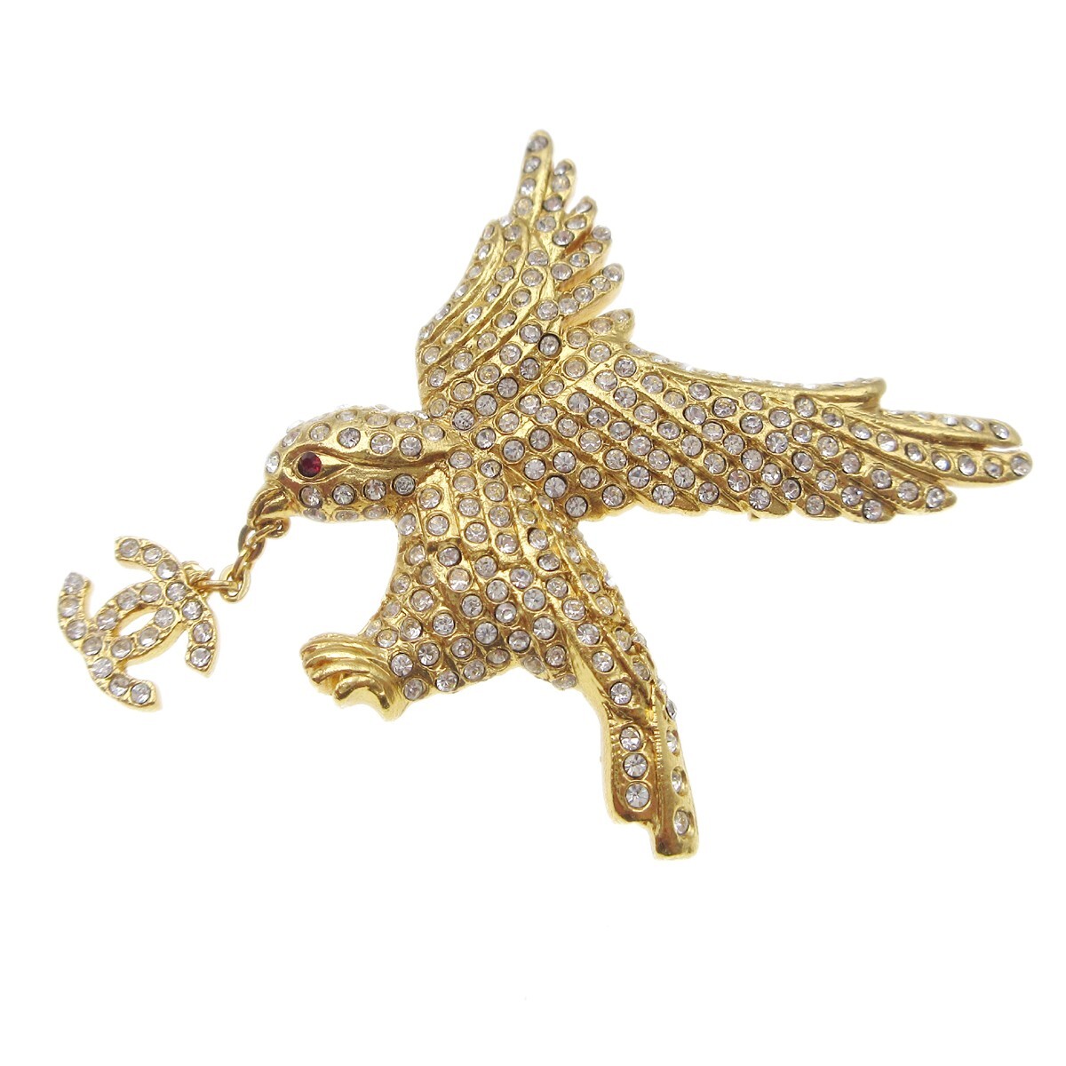 Chanel Eagle Rhinestone Brooch Pin Gold 01P 160649 | eBay
