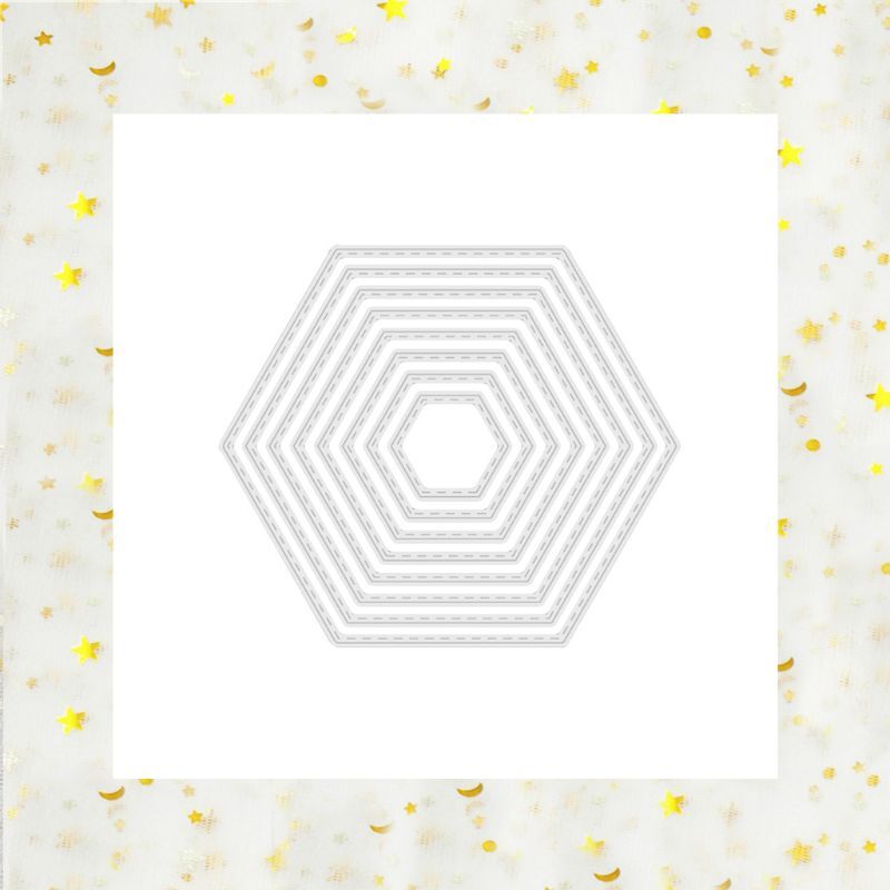 Nested Hexagon Frame Metal Cutting Die Exquisite Scrapbooking Embossing ...