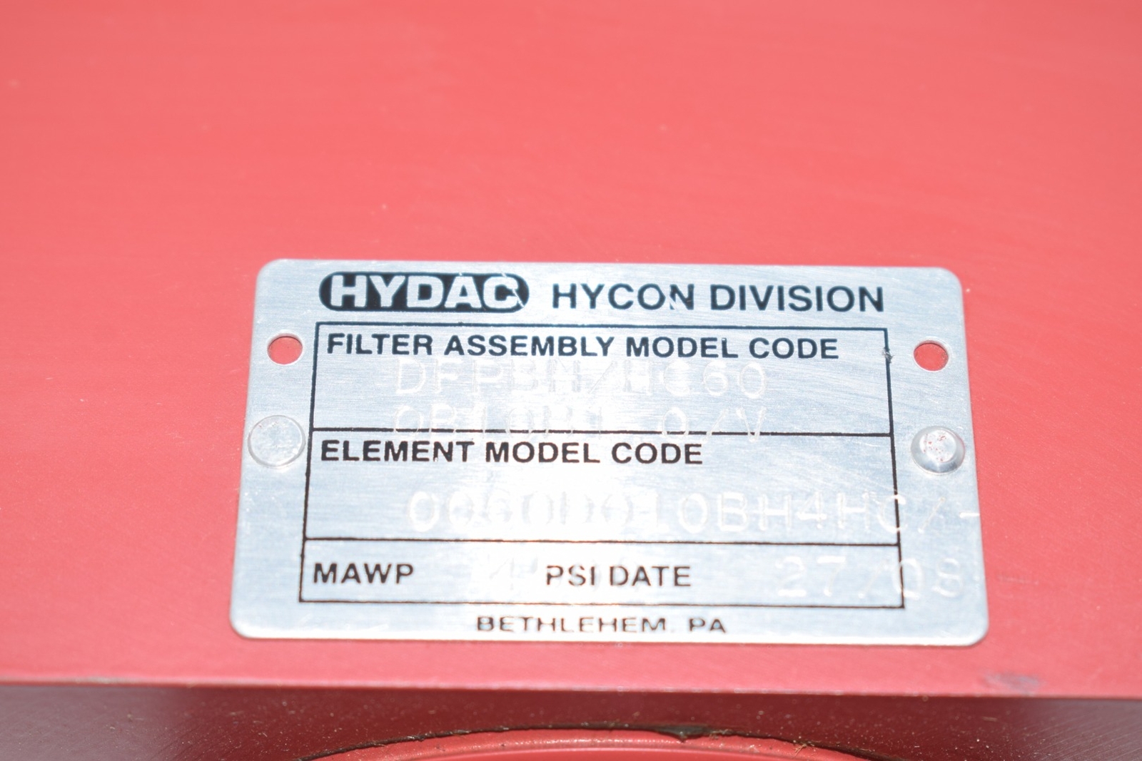 NEW Hydac HYCON DFPBH/HC60 Hydraulic Pressure Filter QB10B1.0/V 4500 ...
