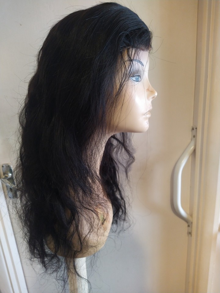 Human hair Wig, #1b black, Wavy, Medium cap. | eBay UK