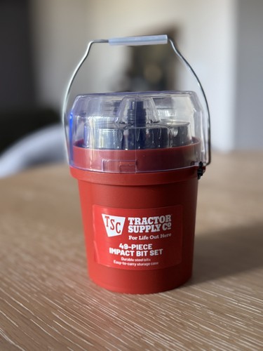 2025 Tractor Supply Mini Bucket With 49 Piece Impact Bolt Set Red New ...