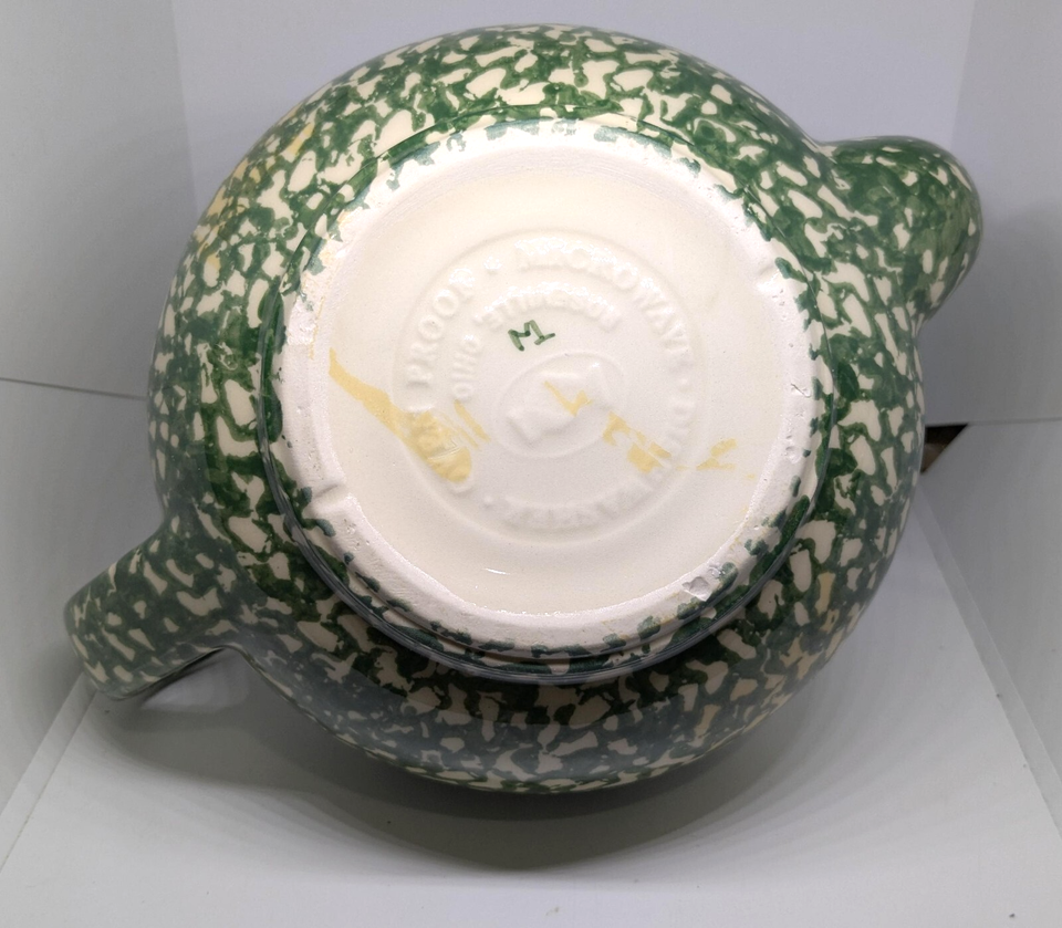 Gerald E. Henn Ohio Made Green Spongeware Earthenware Pottery Teapot ...