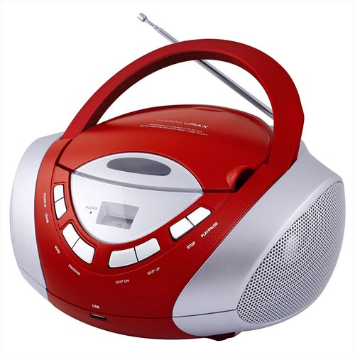 HX-320CD CD/MP3 Boombox AM/FM Radio USB Aux-in LCD Display AC/DC Red ...