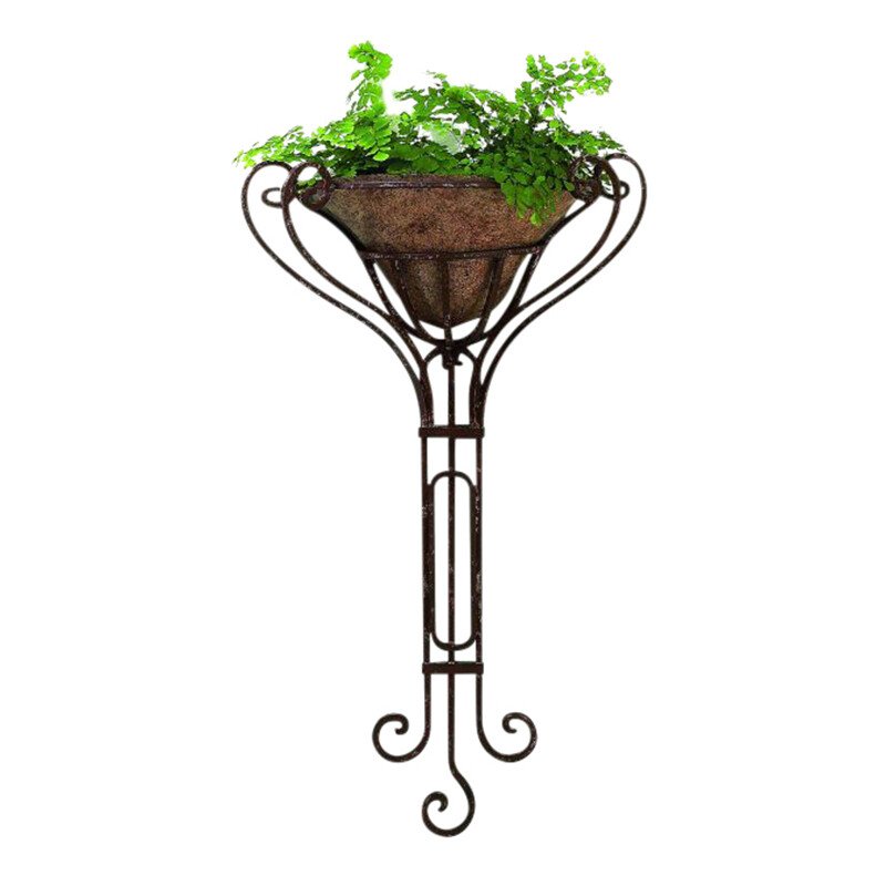 Tall Iron Wall Mounted Planter Outdoor Garden Scroll Metal Antique ...