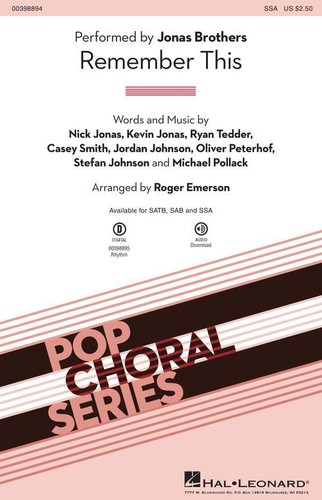 Remember This SSA Pop Choral Series Jonas Brothers | eBay