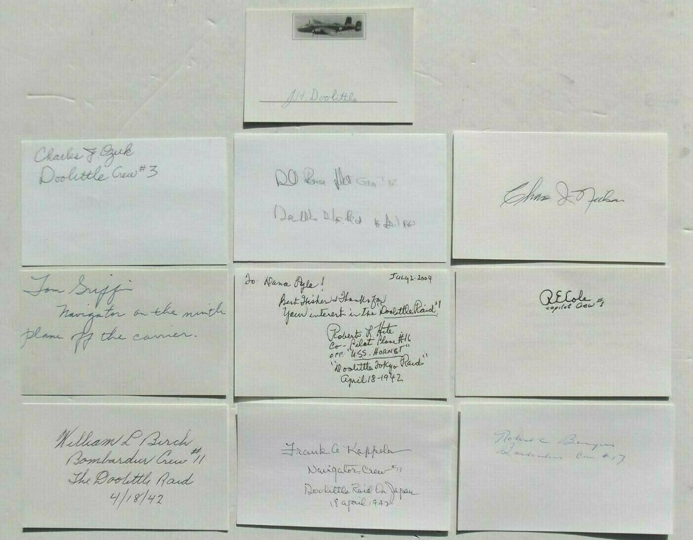 Jimmy Doolittle & 9 Doolittle Raiders Autograph Cards Tokyo Raid 1942 U ...