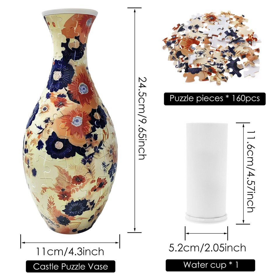 3D Jigsaw Vase DIY Plastic Arts Puzzle Flower Vase Made Home Decor ...
