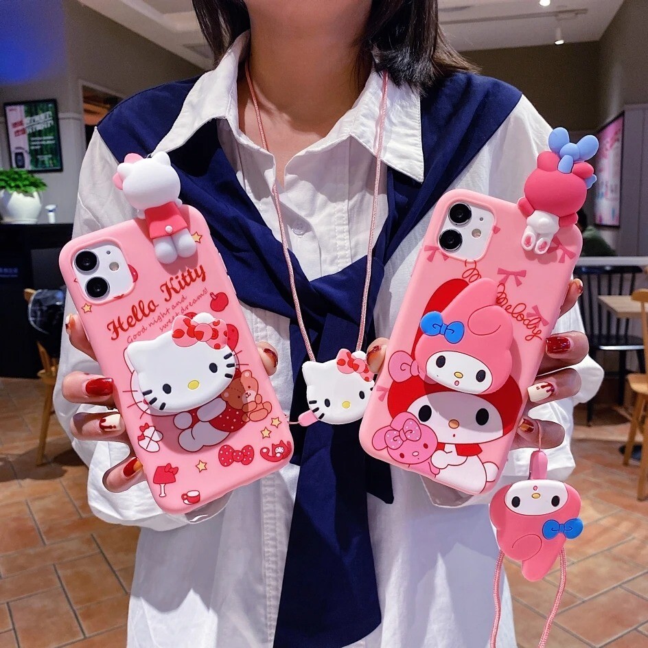 For iPhone 16 15 Pro Max 14 13 12 11 X 7 8 Cute Hello Kitty 3D Phone Holder Case | eBay