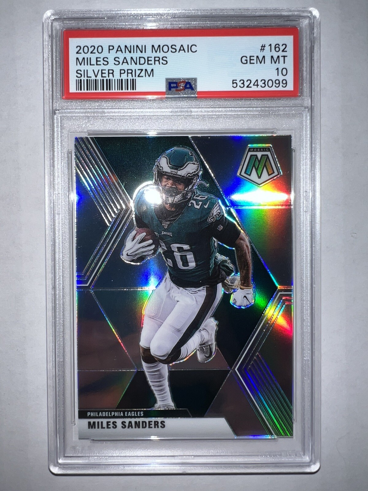 Mosaic NFL 2020 Eagles Miles Sanders Silver Prizm Card *GEM MINT PSA 10 ...