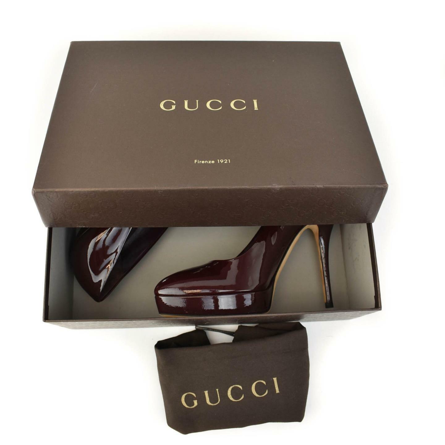 GUCCI: Deep Burgundy, Patent Leather Platform Heels/P… - Gem