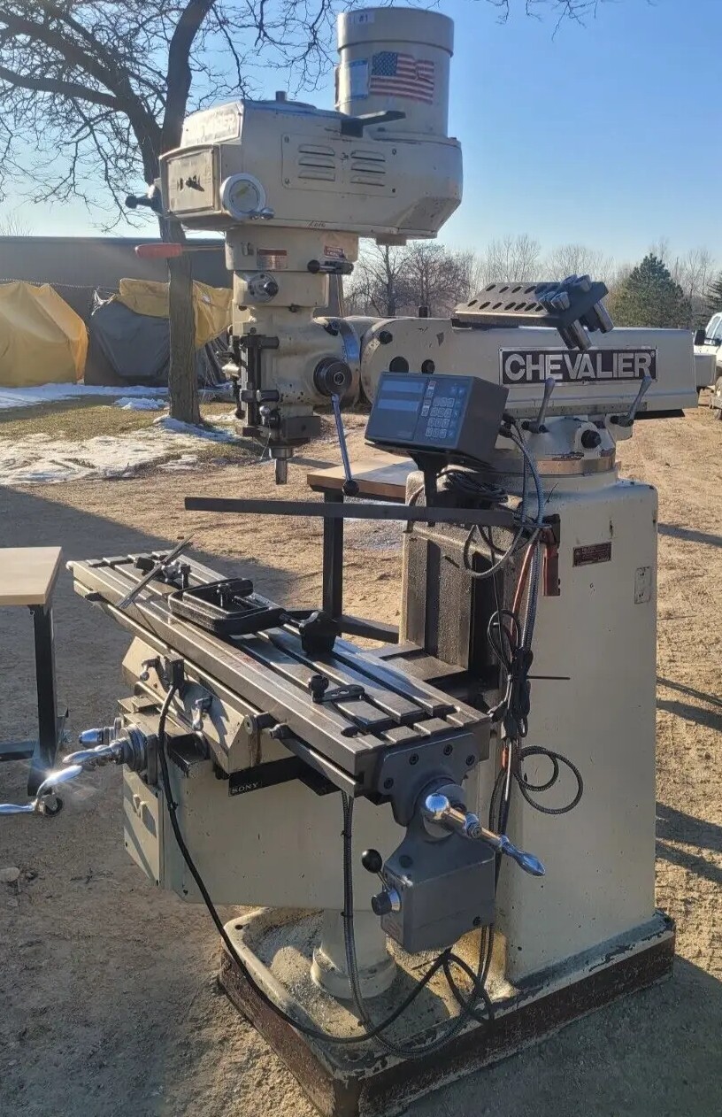 Chevalier Falcon #FM-3VK Vertical Knee Mill 3 Hp, DRO, 10" x 50" Table ...