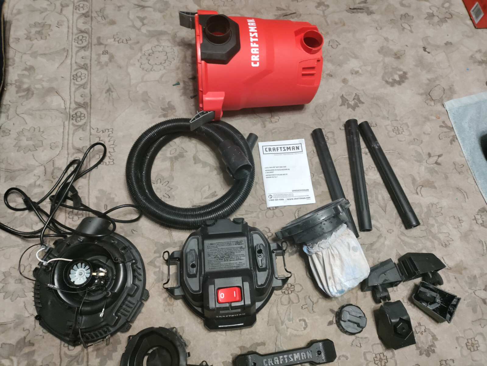 Replacement parts for CRAFTSMAN 4 Gallon 3.5 HP Shop Vacuum ...