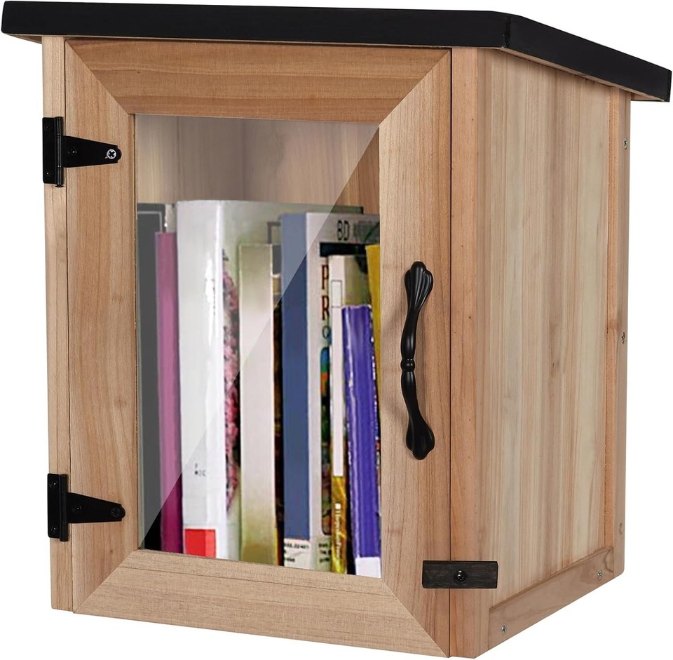 Little Library Box Outdoor Free Library Storage with Shelf for ...