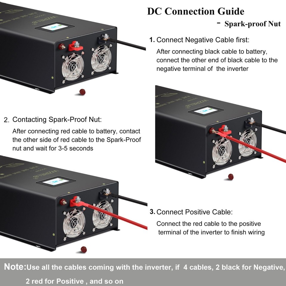 4000W Split Phase Pure Sine Wave power Inverter 24VDC 120V240V AC 2* AC ...