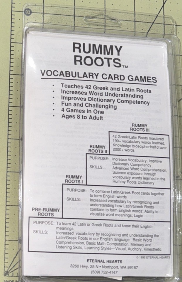 Rummy ROOTS * Greek/Latin * English Vocabulary Building Games - 4 Games ...
