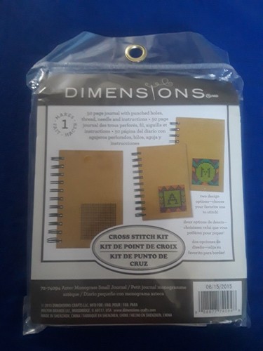 DIMENSIONS Journal Cross Stitch 50 Page Holes Aztec Monogram Kit NEW! 2 ...