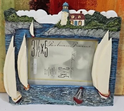 Lighthouse Frame Nautical Picture Frame 3D Sailboat Fits 3.5"x5" Photo ...