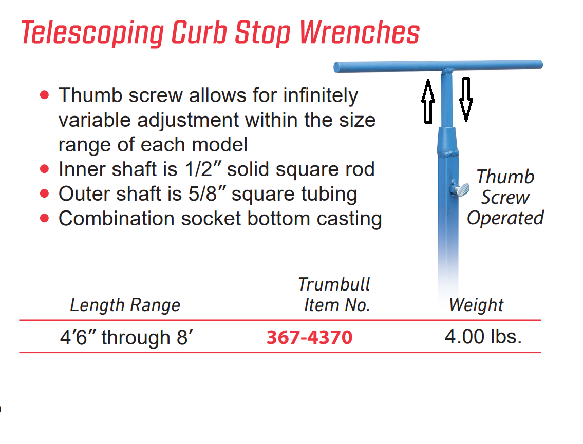 Telescoping Curb Key / Curb Stop wrench, 4'6 to 8' with set screw | eBay