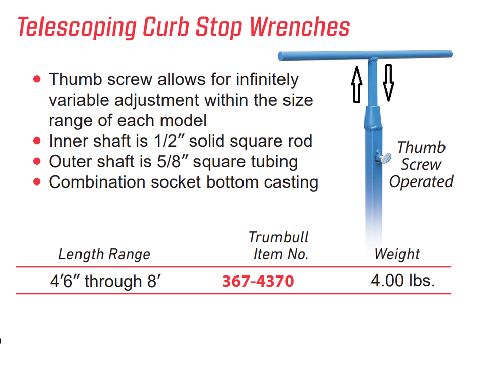 Telescoping Curb Key / Curb Stop wrench, 4'6 to 8' with set screw | eBay