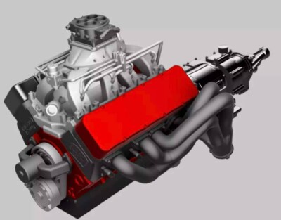 1/24 1/25 3D Resin Chevy Nitrous Big Block Engine/W Transmission Scale ...