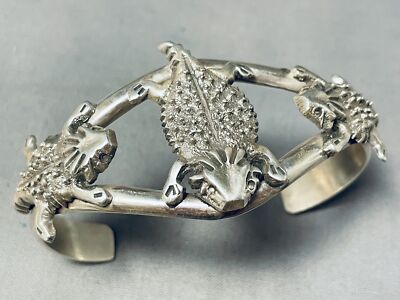 FASCINATING NAVAJO STERLING SILVER TOAD BRACELET | eBay
