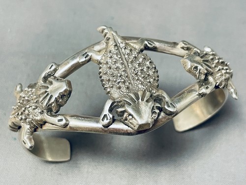 FASCINATING NAVAJO STERLING SILVER TOAD BRACELET | eBay