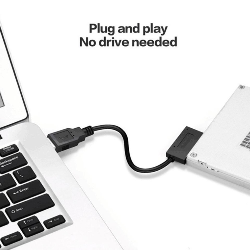 NEU 35cm USB 2.0 to Slimline SATA 7+6 13pin Laptop DVD Optical Drive ...